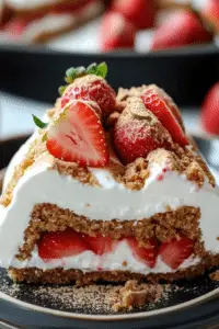 Home » Recipes » Desserts » Biscoff Strawberry Delight (No-Bake)
