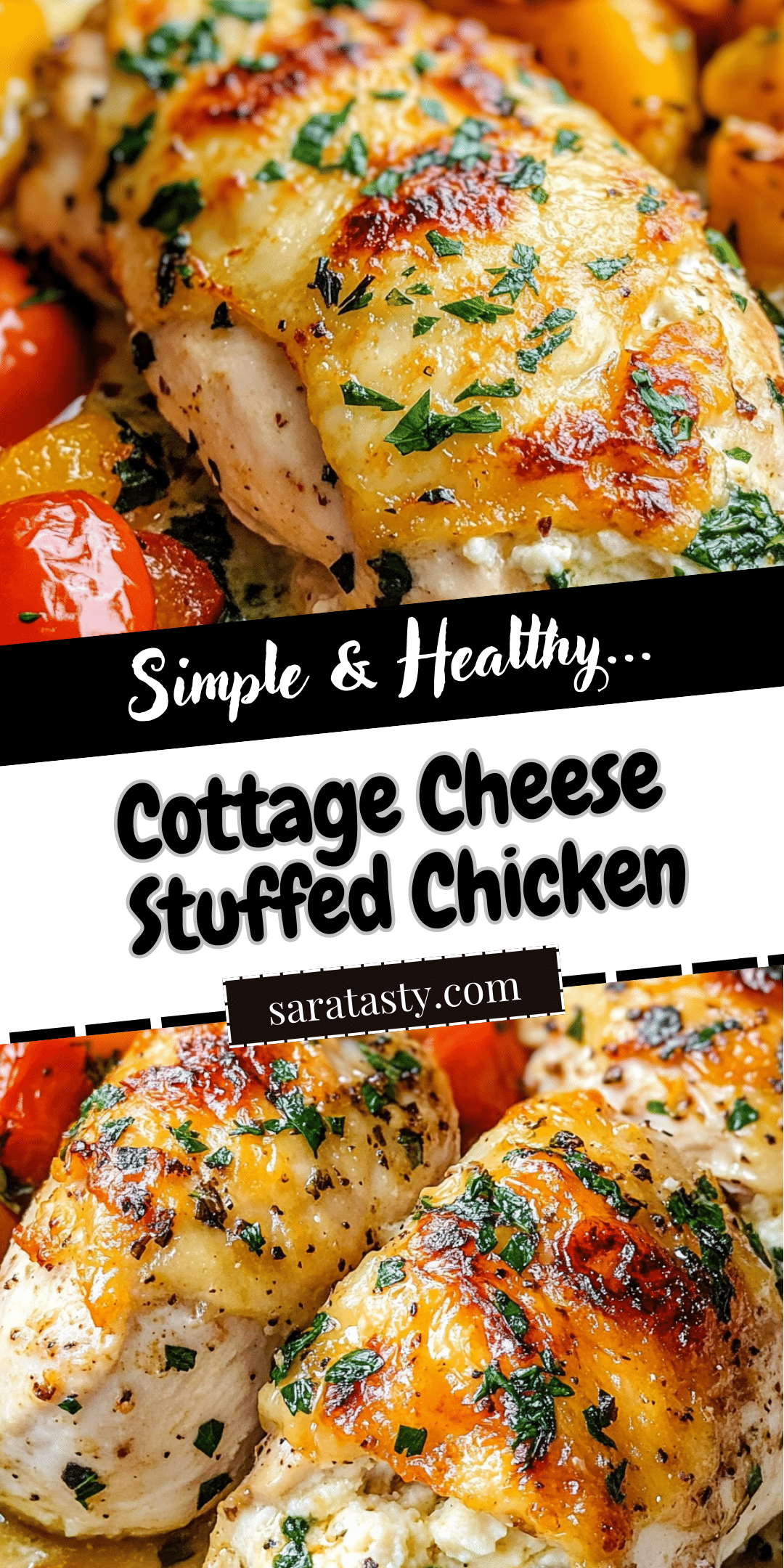 Home » Recipes » Dinners » Protein-Packed Cottage Cheese Stuffed Chicken