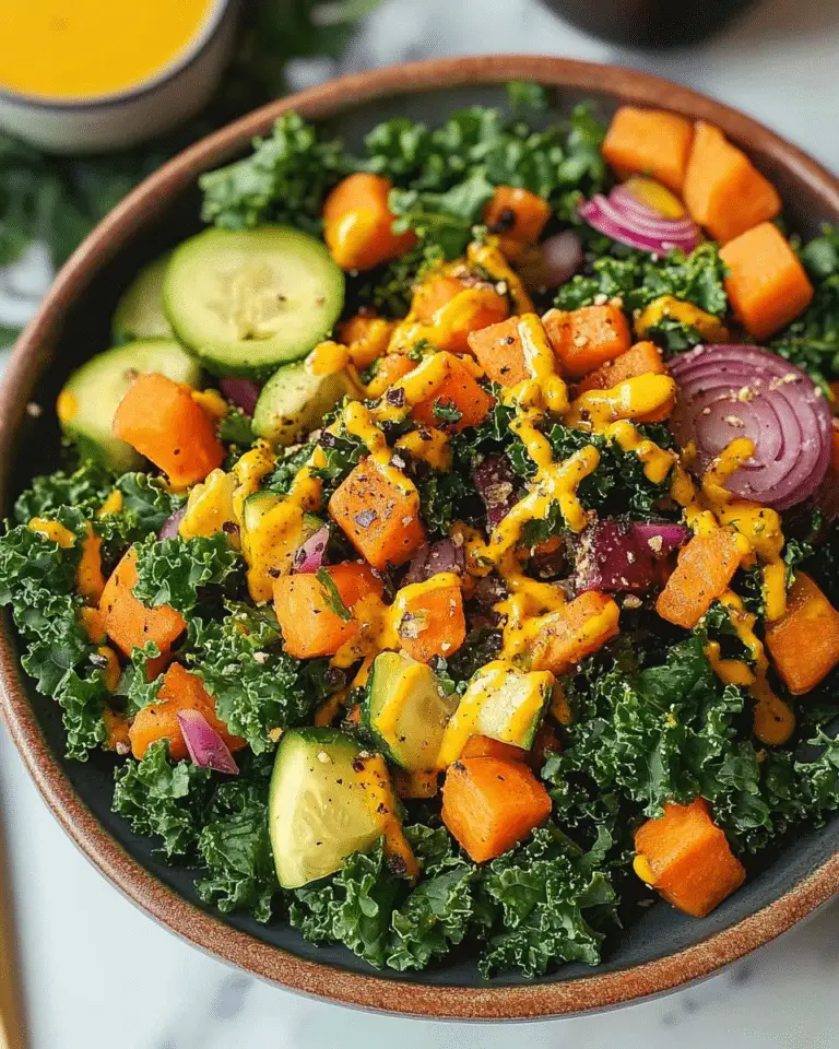 Home » Recipes » Salads » Kale Salad with Carrot Ginger Dressing