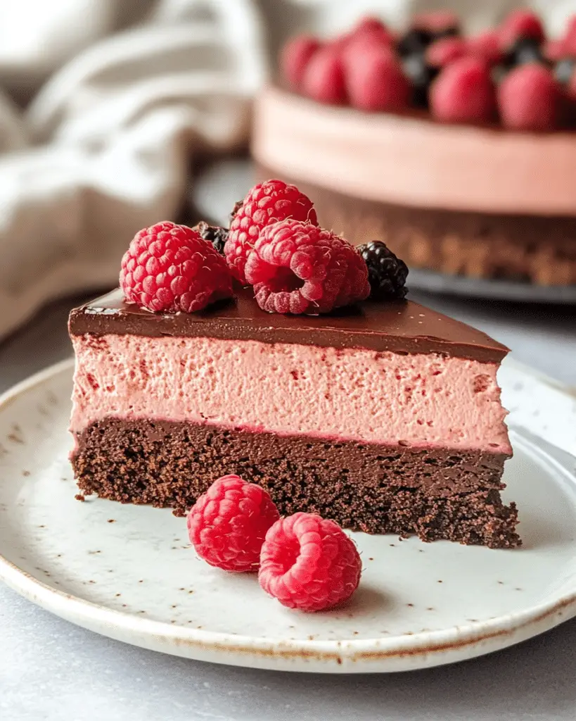 Home » Recipes » Desserts » Chocolate Raspberry Mousse Cake