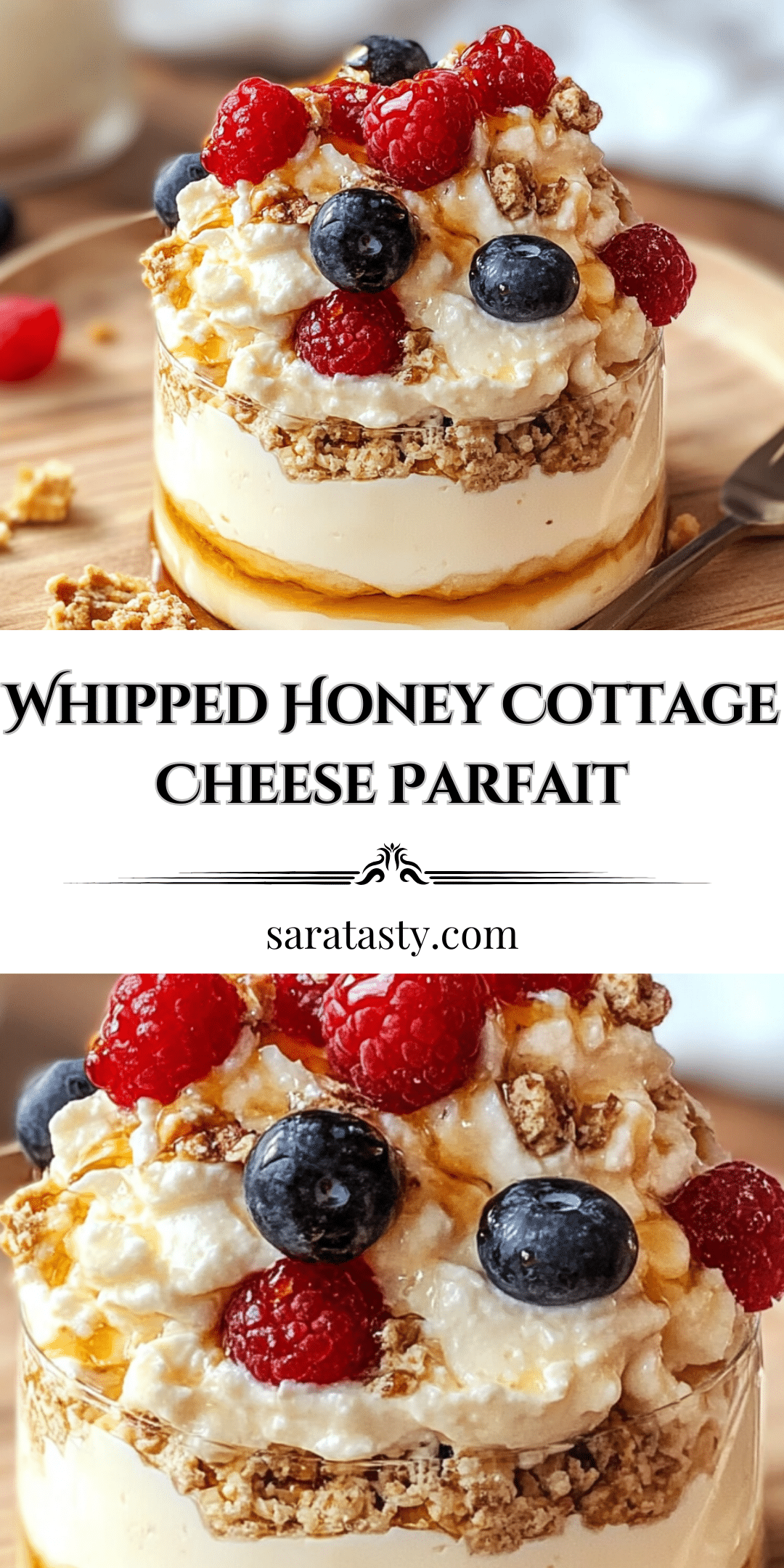 Home » Recipes » Breakfasts » Whipped Honey Cottage Cheese Parfait