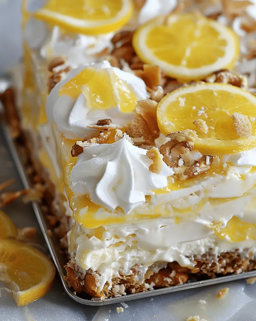 Home » Recipes » Desserts » Lemon Pretzel Dessert