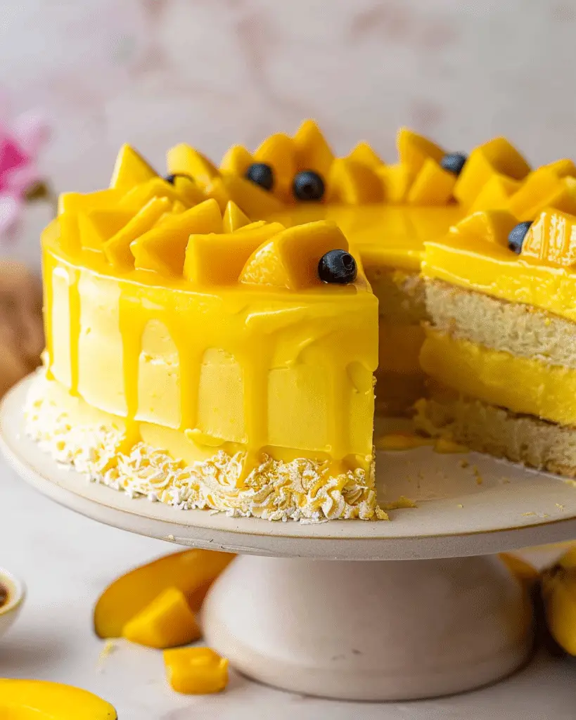 Home » Recipes » Desserts » Mango Mousse Cake