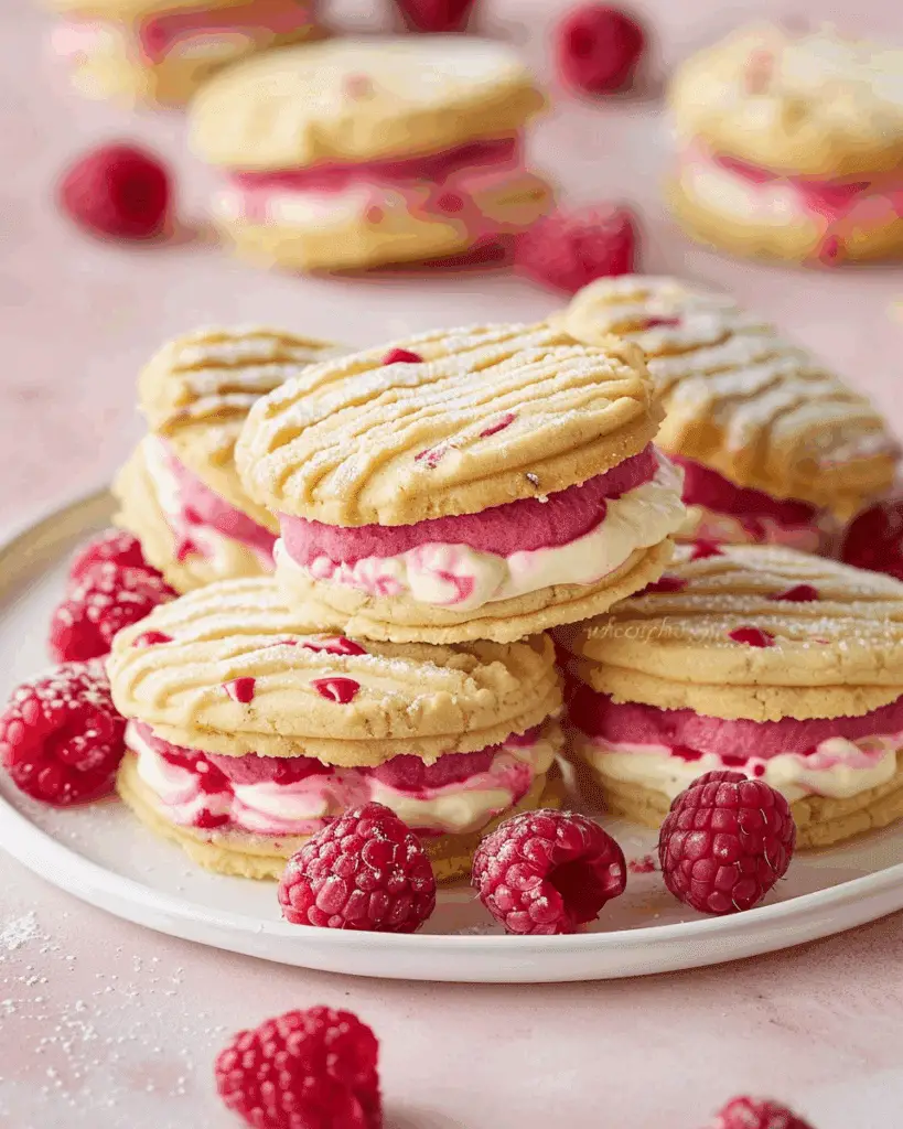 Home » Recipes » Desserts » Raspberry Cream Sandwich Cookies