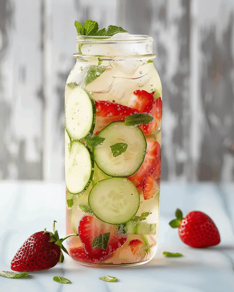 Home » Recipes » Desserts » Strawberry Cucumber Lime Infused Water
