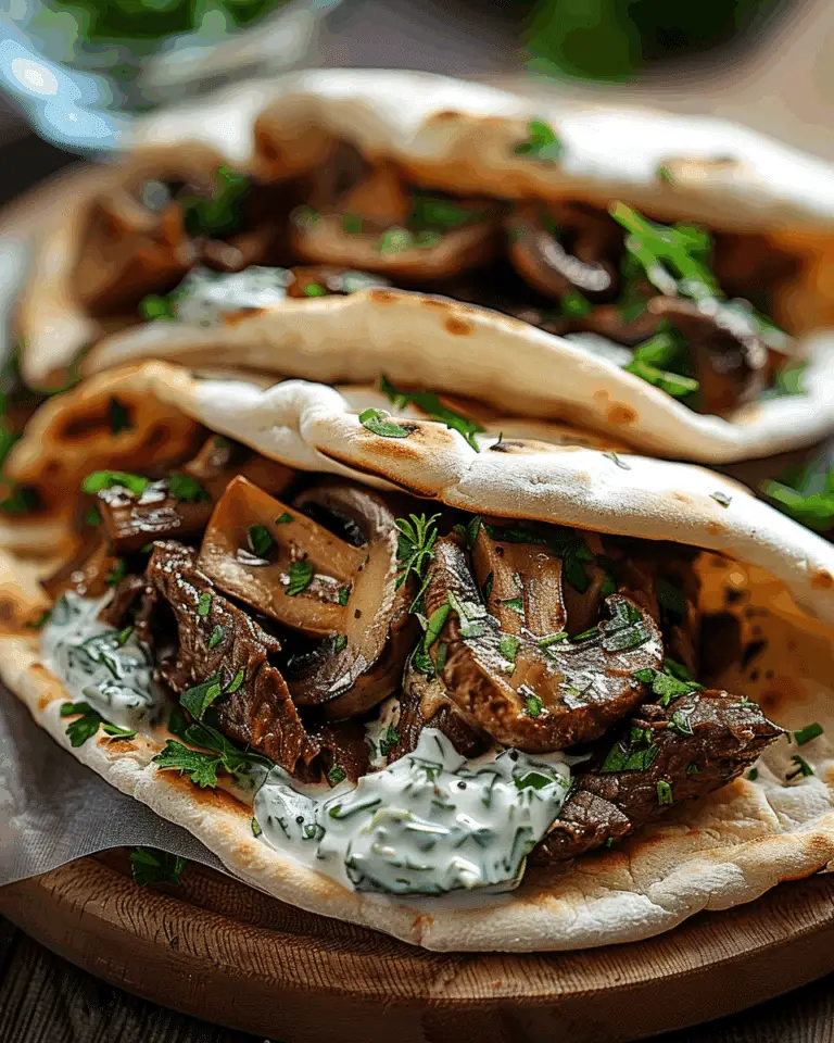 Home » Recipes » Main Courses » Cheesy Beef and Mushroom Pita Pockets ...